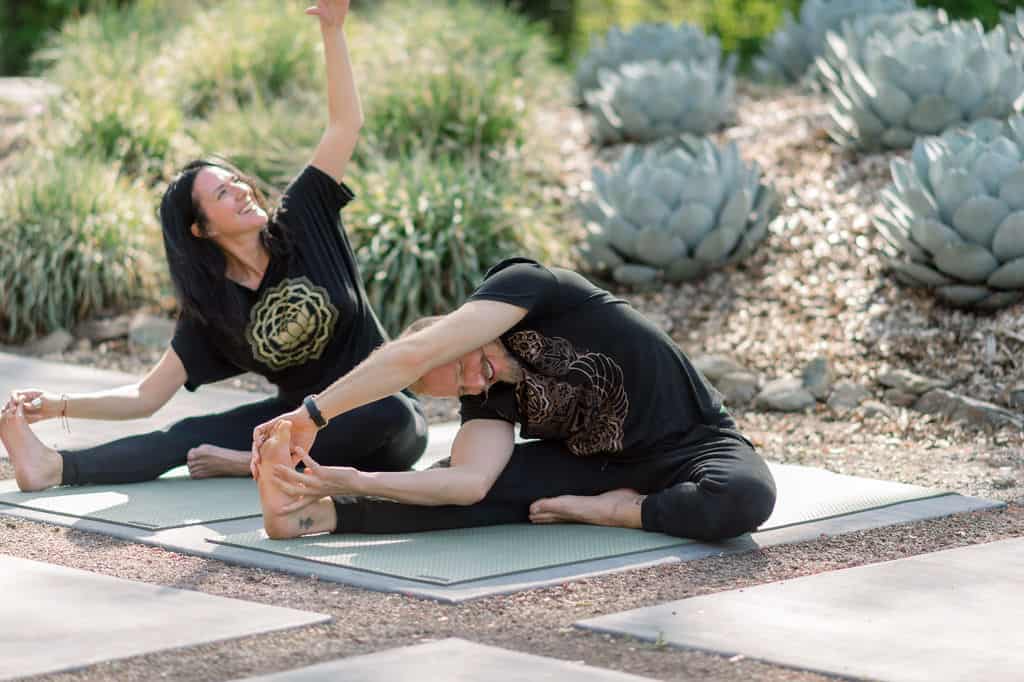 Headshot Yoga smiling stretching both | Inner Vision Yoga